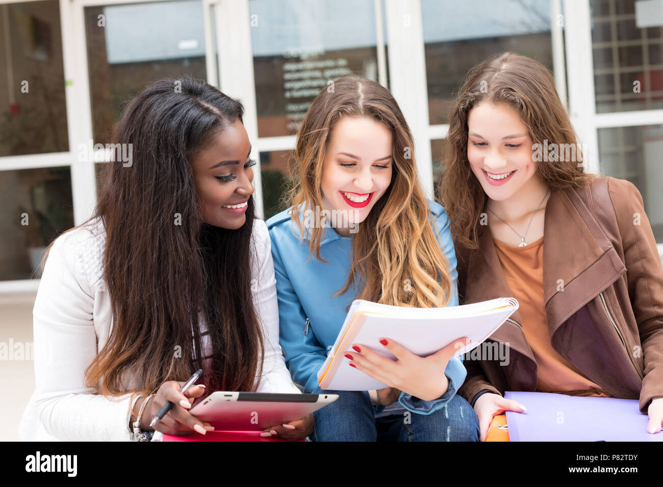 Group multi ethnic young students at the university campus Stock Photo ...