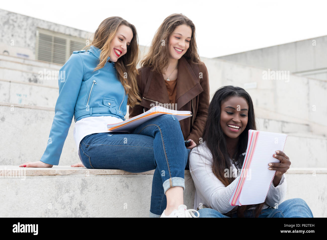 Group multi ethnic young students at the university campus Stock Photo ...