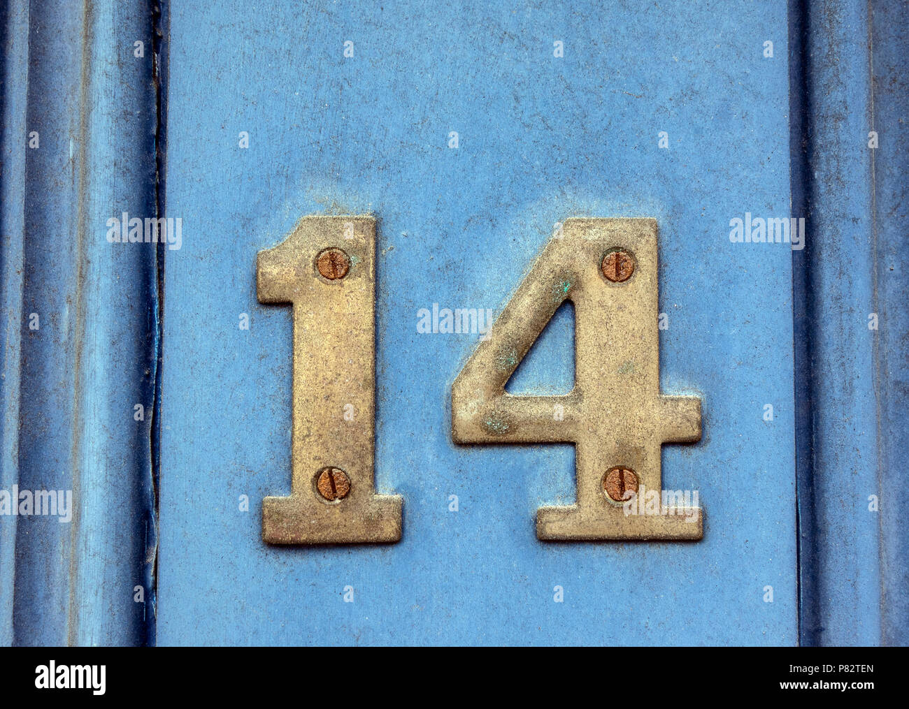 Written Wording in Distressed State Typography Found Number Fourteen 14 ...
