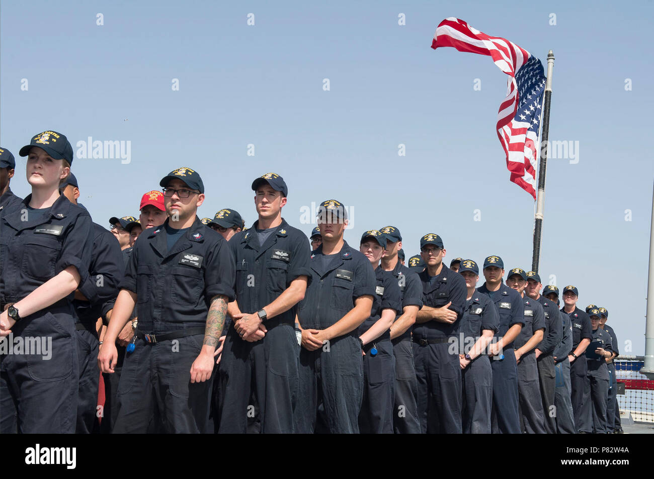 VALENCIA, Spain (July 4, 2016) Sailors attend an all-hands call aboard ...