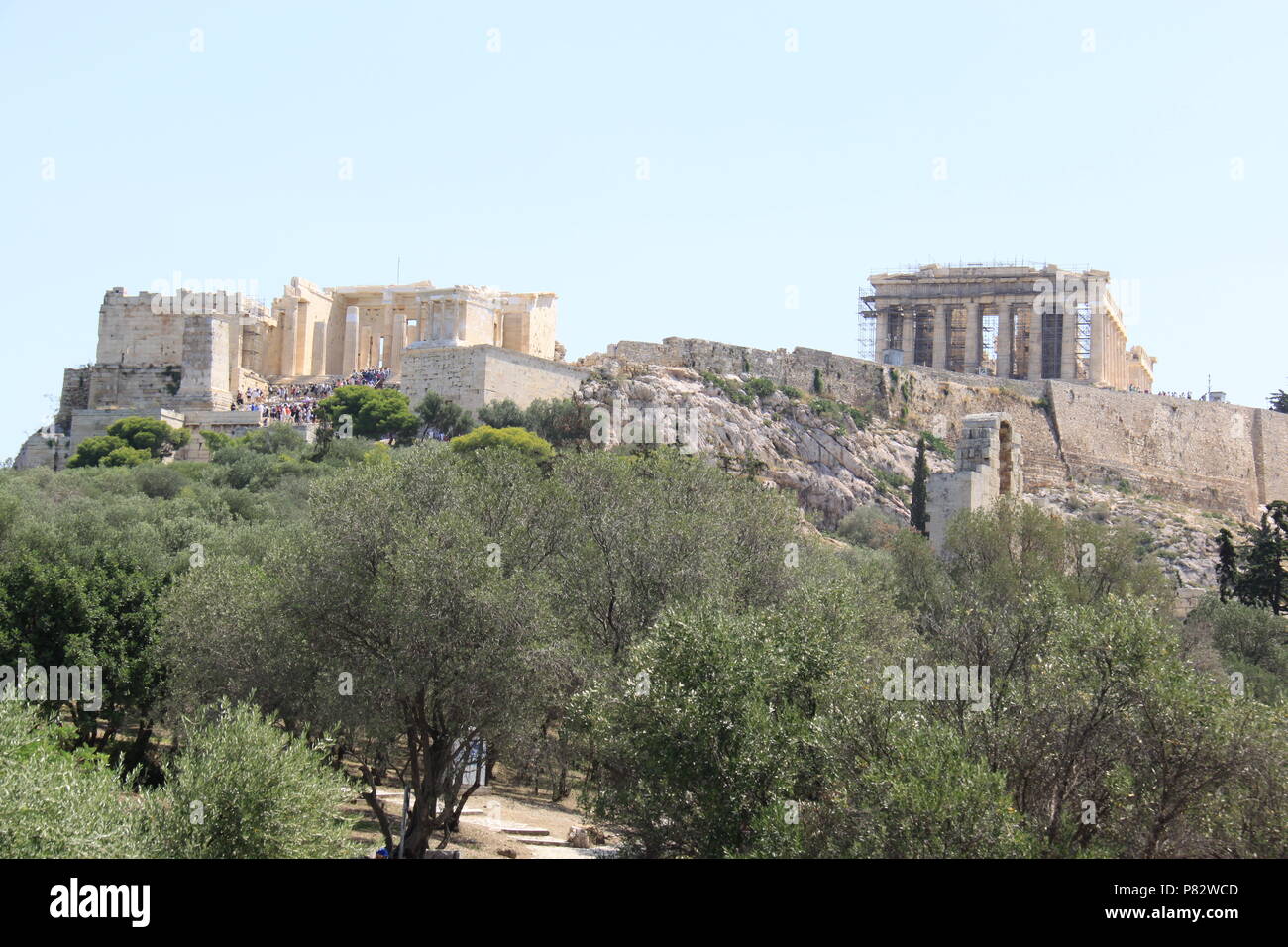 View towards the Acropolis (an ancient citadel located on a rocky ...