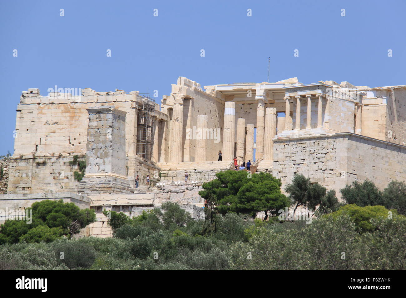 View towards the Acropolis (an ancient citadel located on a rocky ...