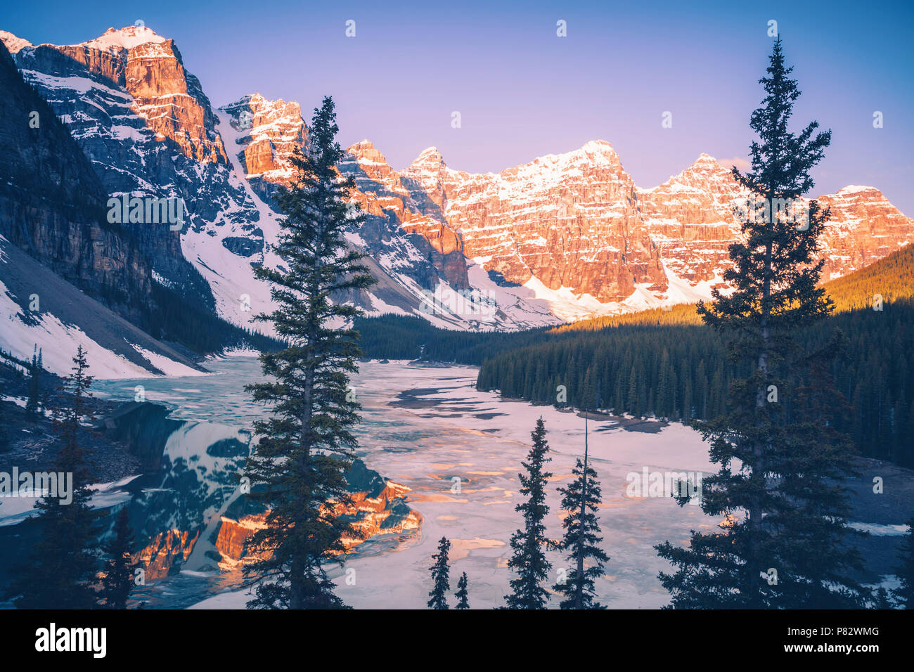 Frozen Moraine Lake in Banff National Park. Banff National Park,Alberta ...