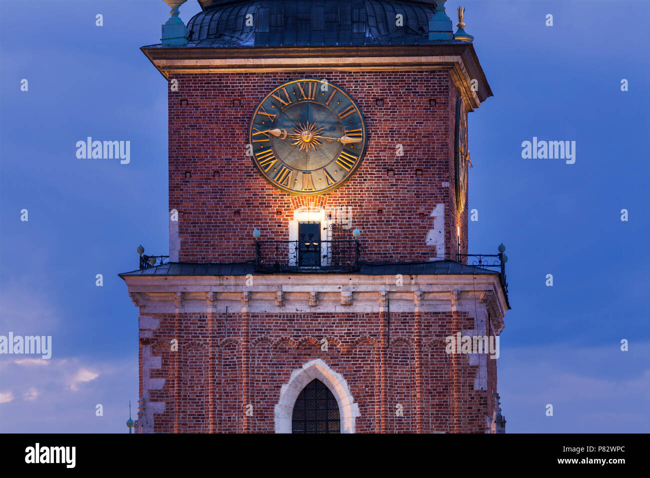 Krakow main square aerial clock hi-res stock photography and images - Alamy