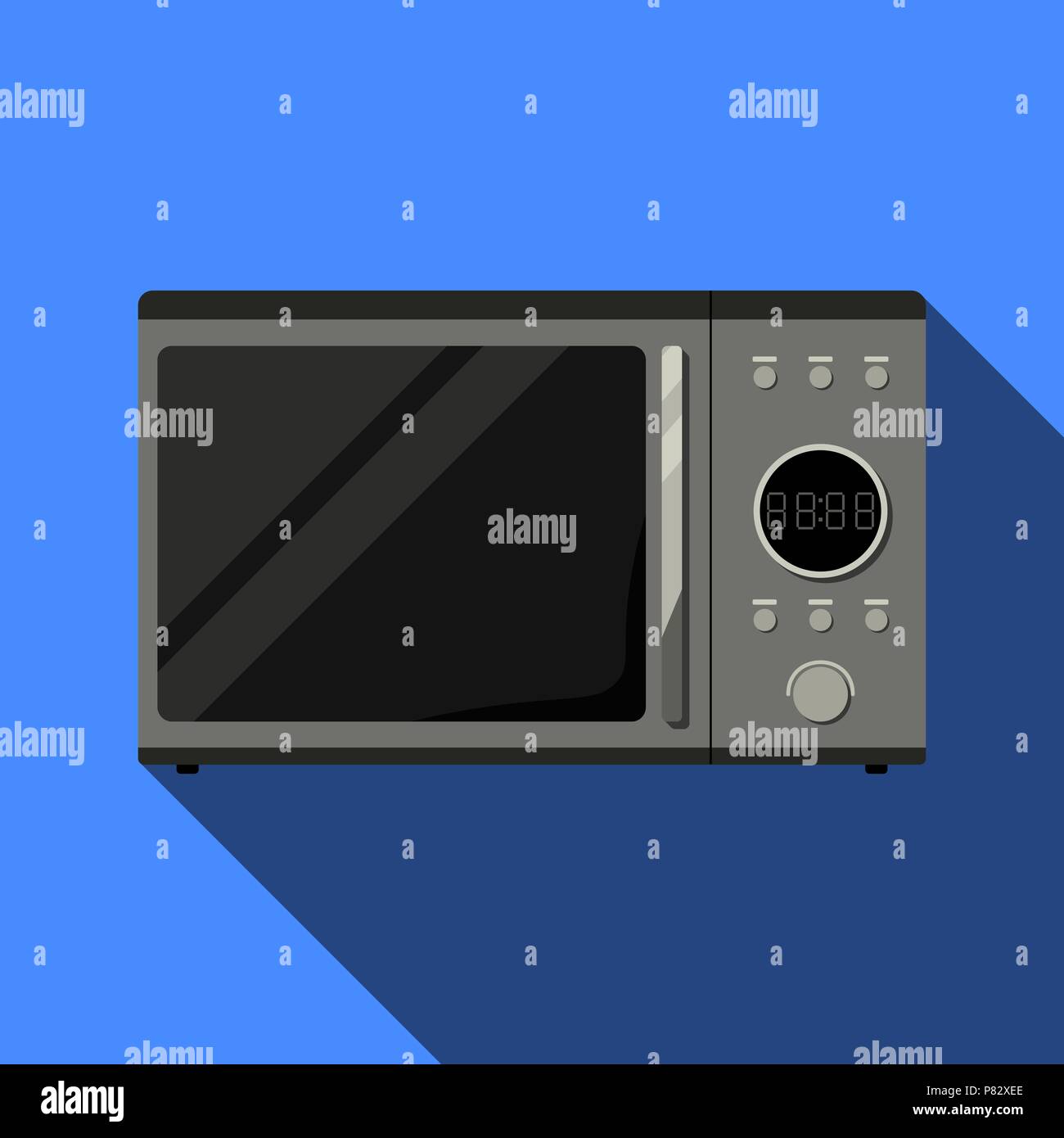 Realistically microwave. Front view. Metal and glass. Vector Image ...