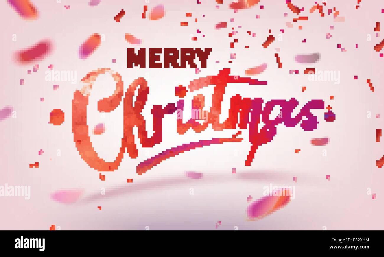 Stock vector illustration text Merry Christmas lettering shiny, sparkly ...