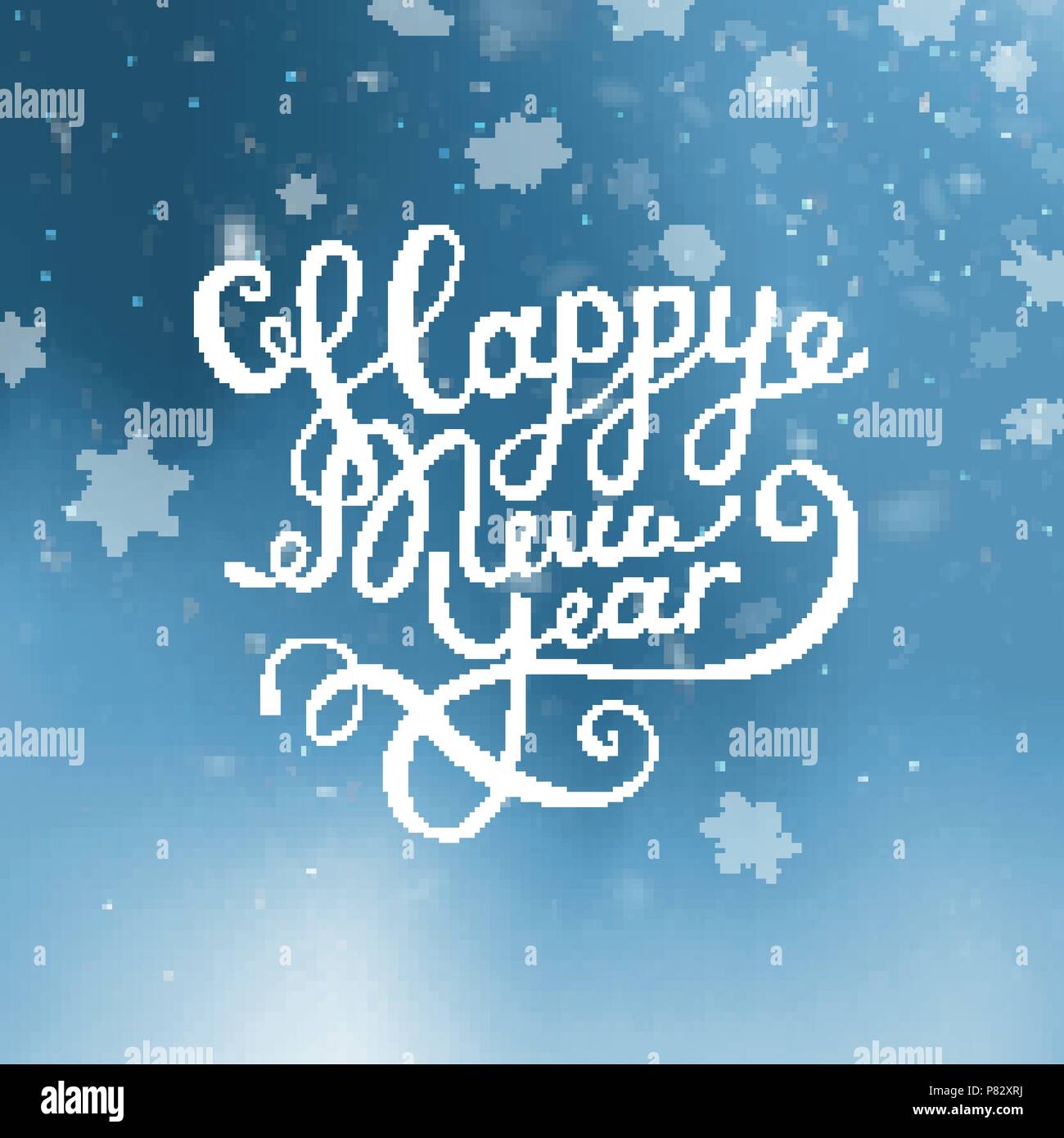 Vector illustration Christmas and Happy New Year. Blurred blue ...