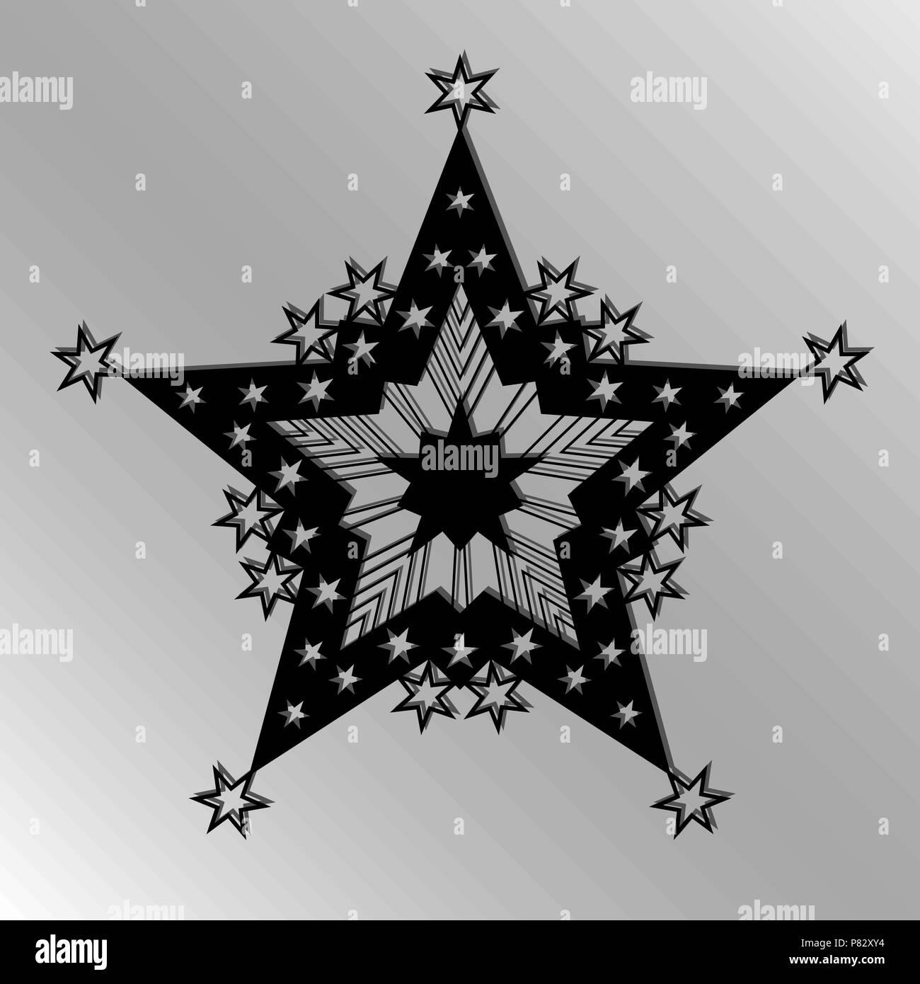 Cutting card. Laser cut star vector panel. Cutout silhouette with star ...