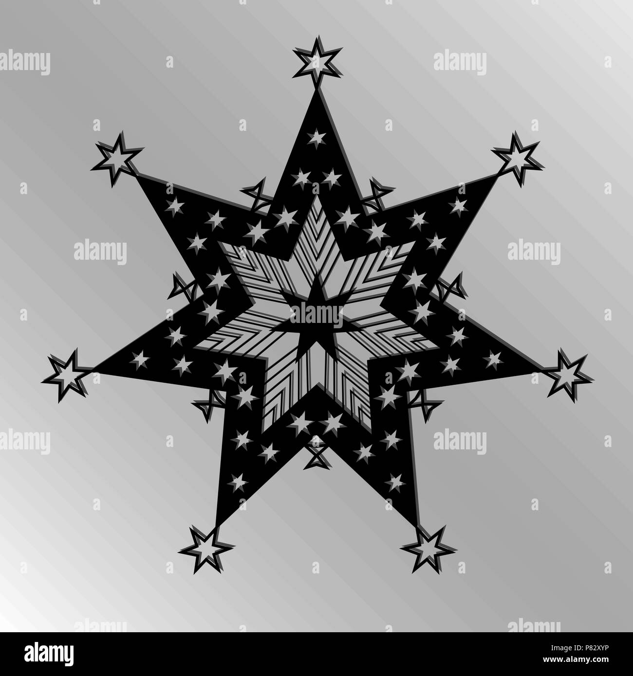 Cutting card. Laser cut star vector panel. Cutout silhouette with star ...