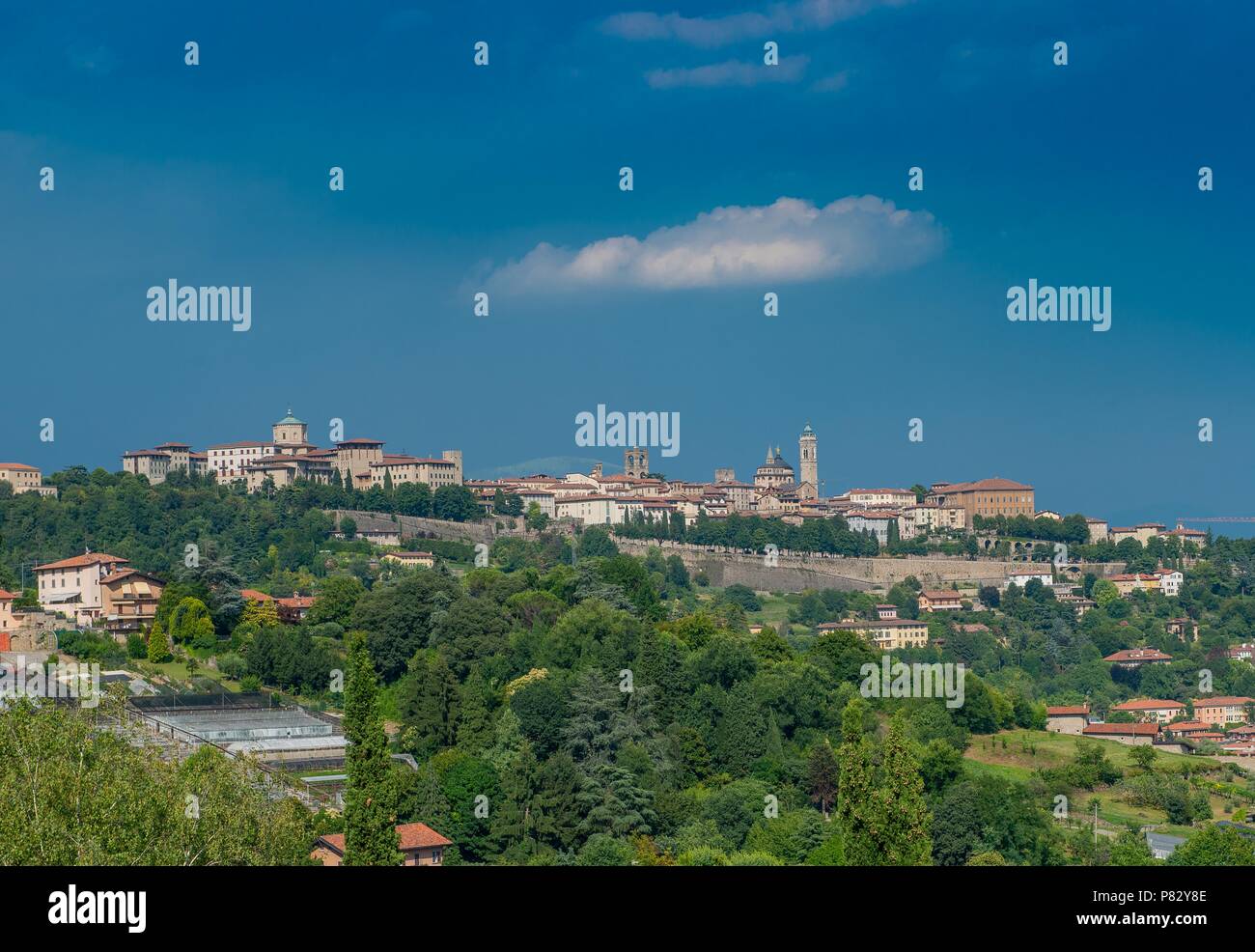Bergamo medieval city fortified by Venetian walls Stock Photo - Alamy