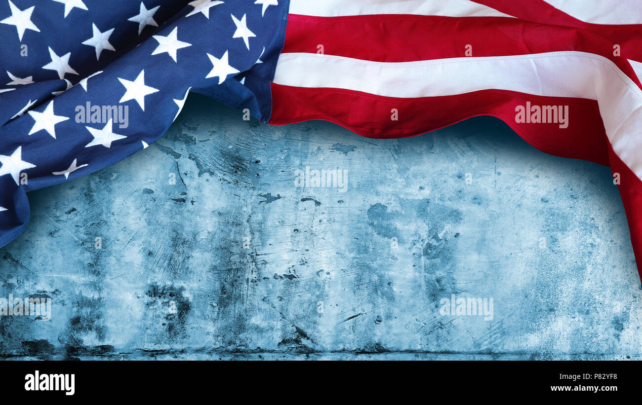 American flag on blue background Stock Photo - Alamy