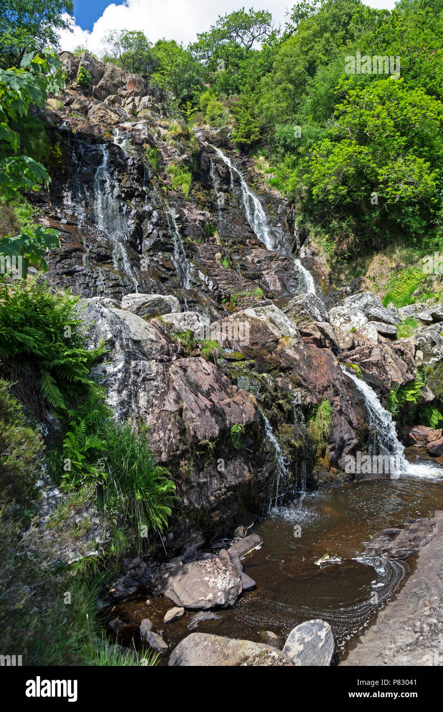 The Rhiwargor Waterfall, or Pistyll Rhyd-y-meincau, on the slopes of ...