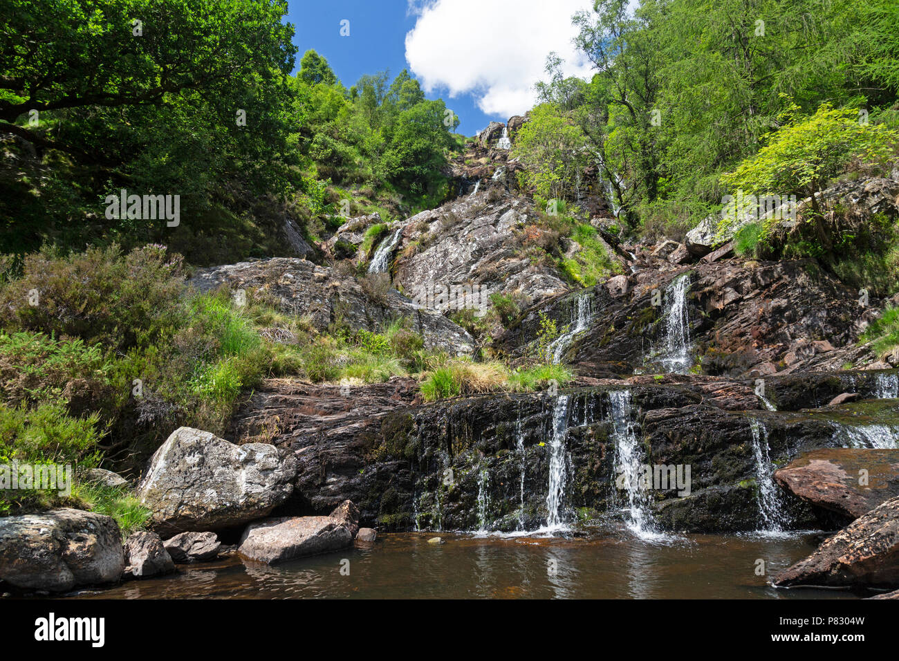 The Rhiwargor Waterfall, or Pistyll Rhyd-y-meincau, on the slopes of ...