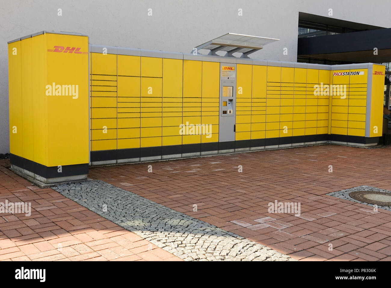 WETZLAR - MARCH 25, 2018: DHL Pack station. The chain of autonomous ...