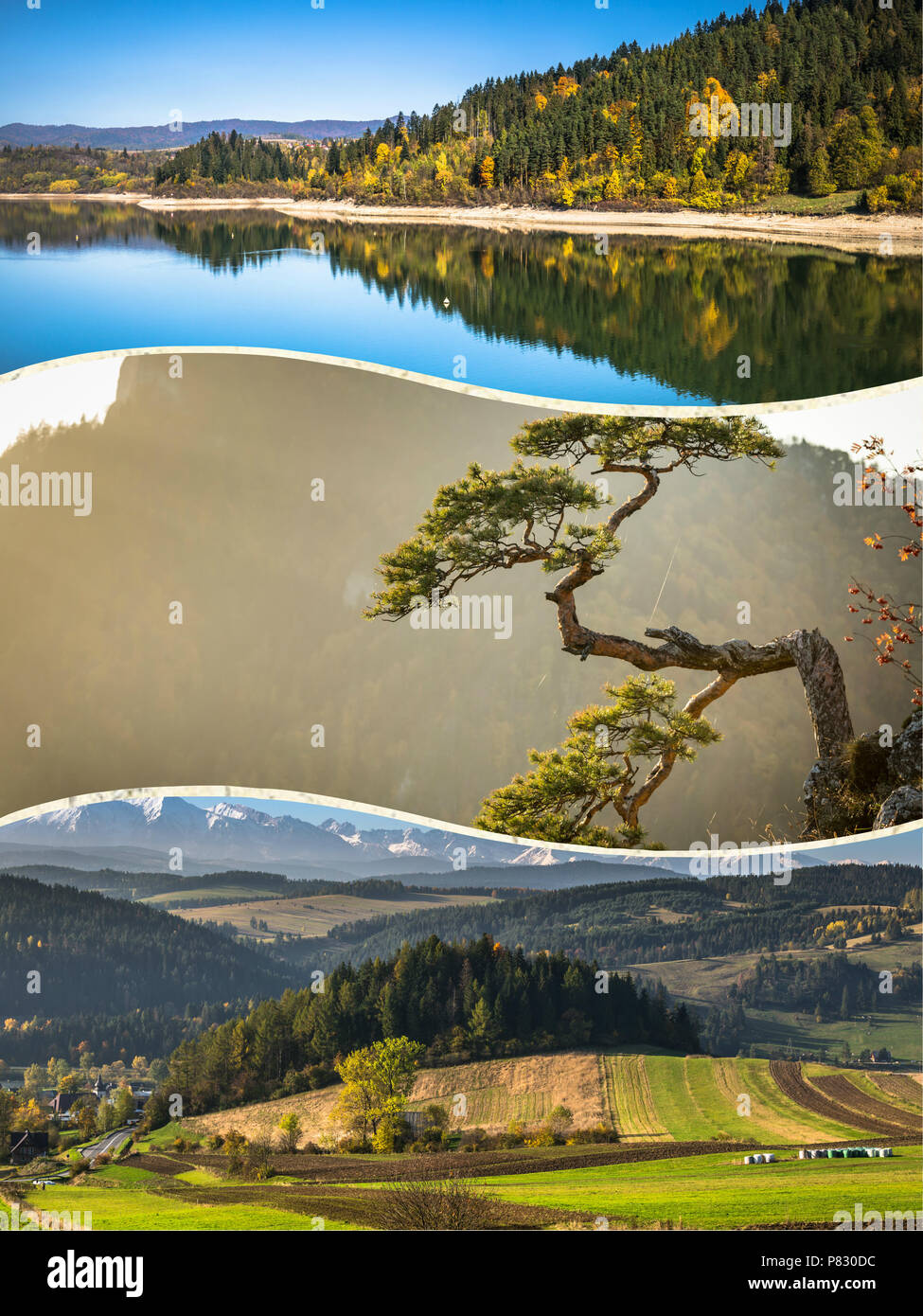 Collage of Pieniny beautiful views of the Mountains Poland Stock Photo ...