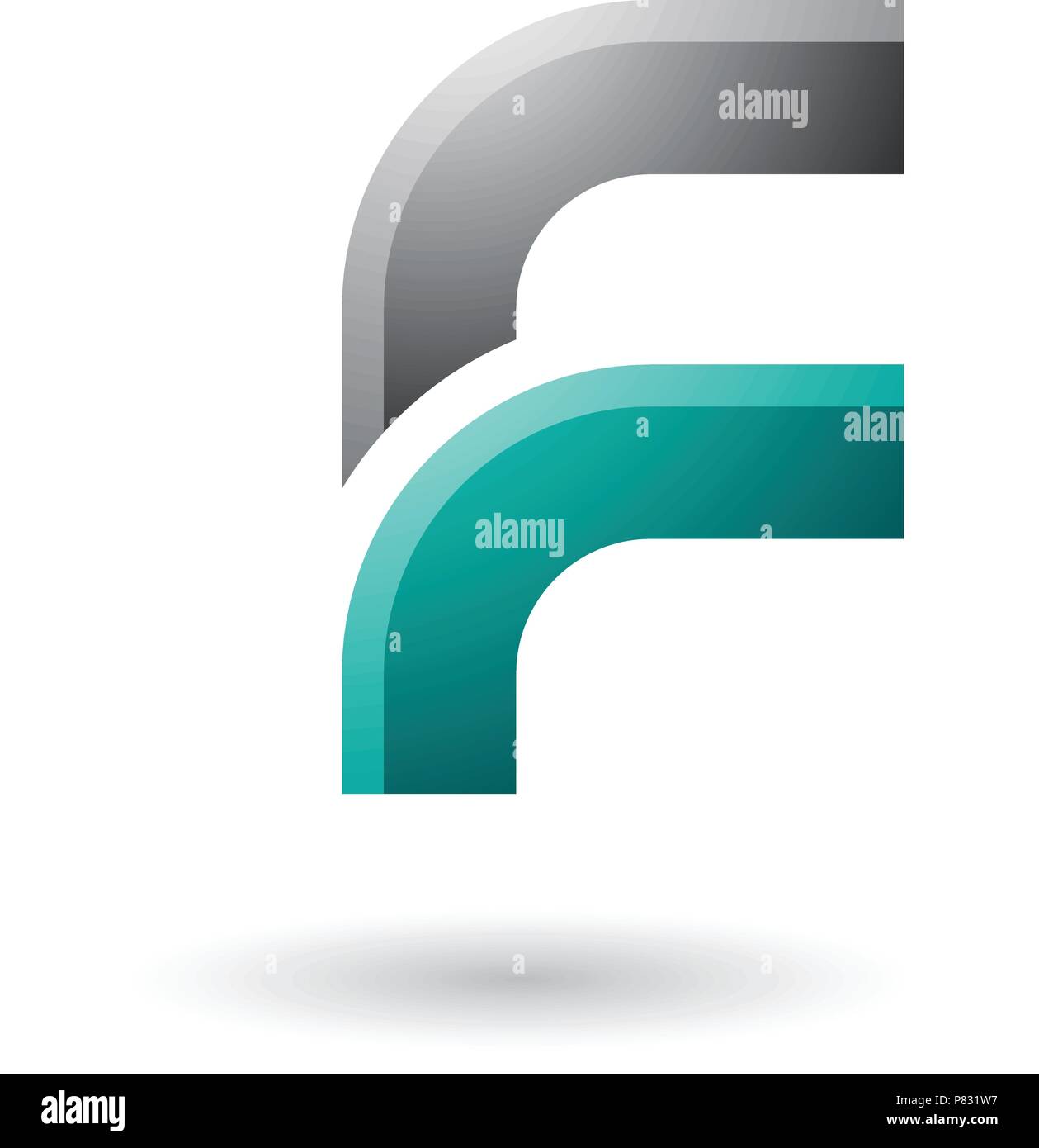 Vector Illustration of a Black and Green Letter F with Round Corners ...