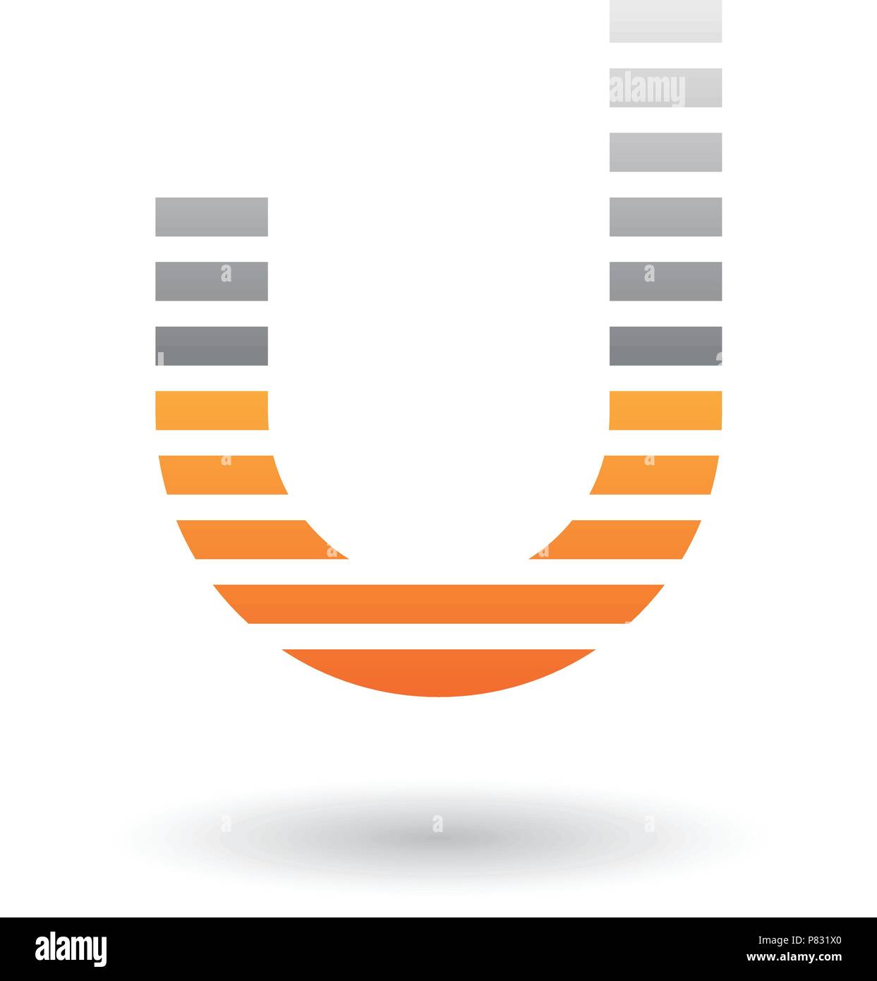 Vector Illustration of Black and Orange Letter U Icon with Horizontal ...