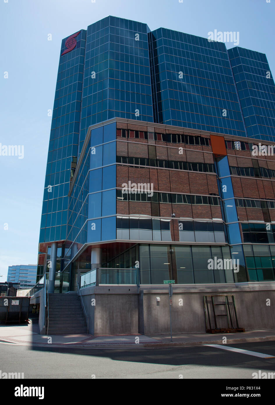 June 23, 2018- St. Johns, Newfoundland: The tall glass windowed ...