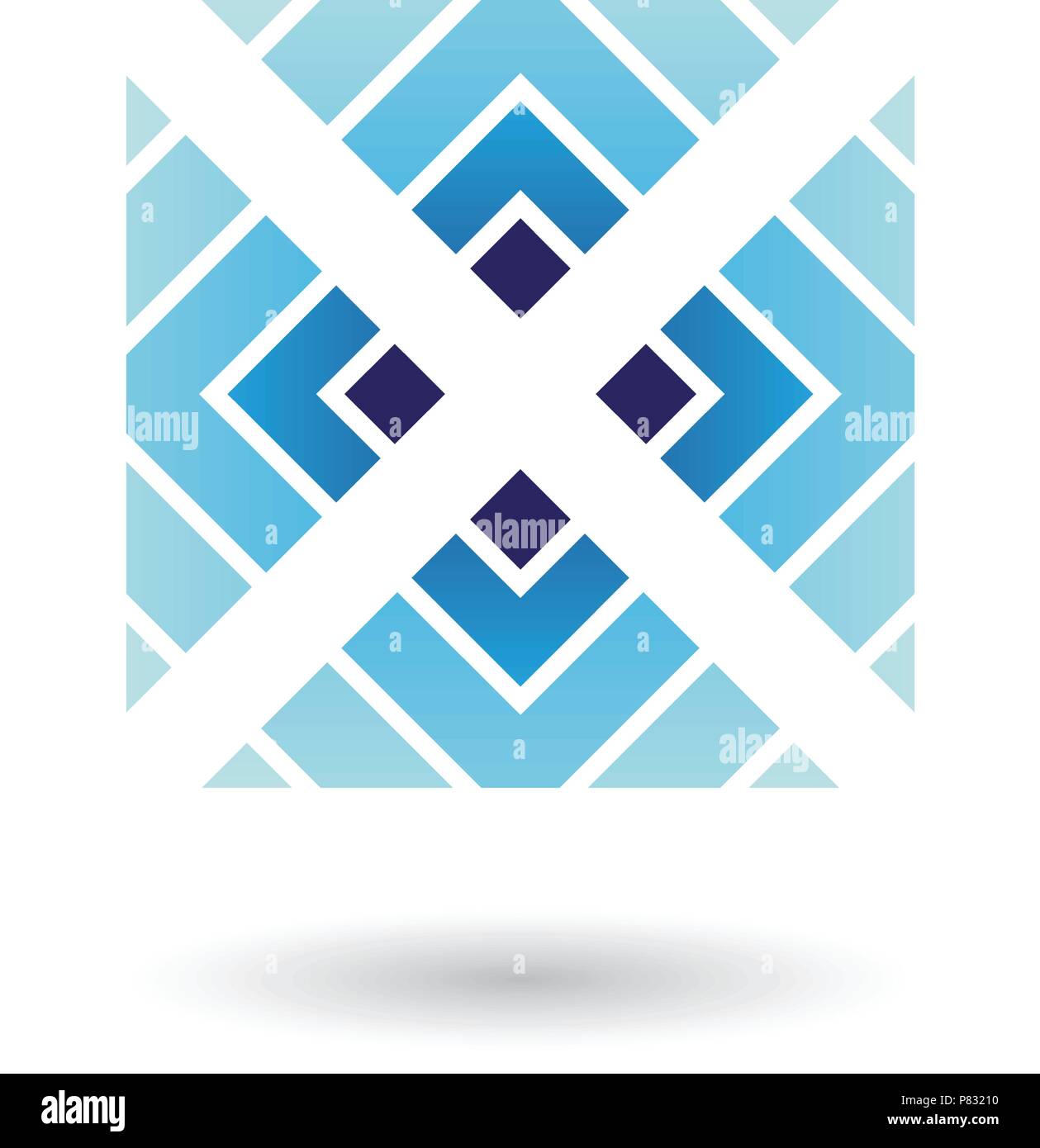 Vector Illustration of Blue Letter X Icon with Square and Triangles ...