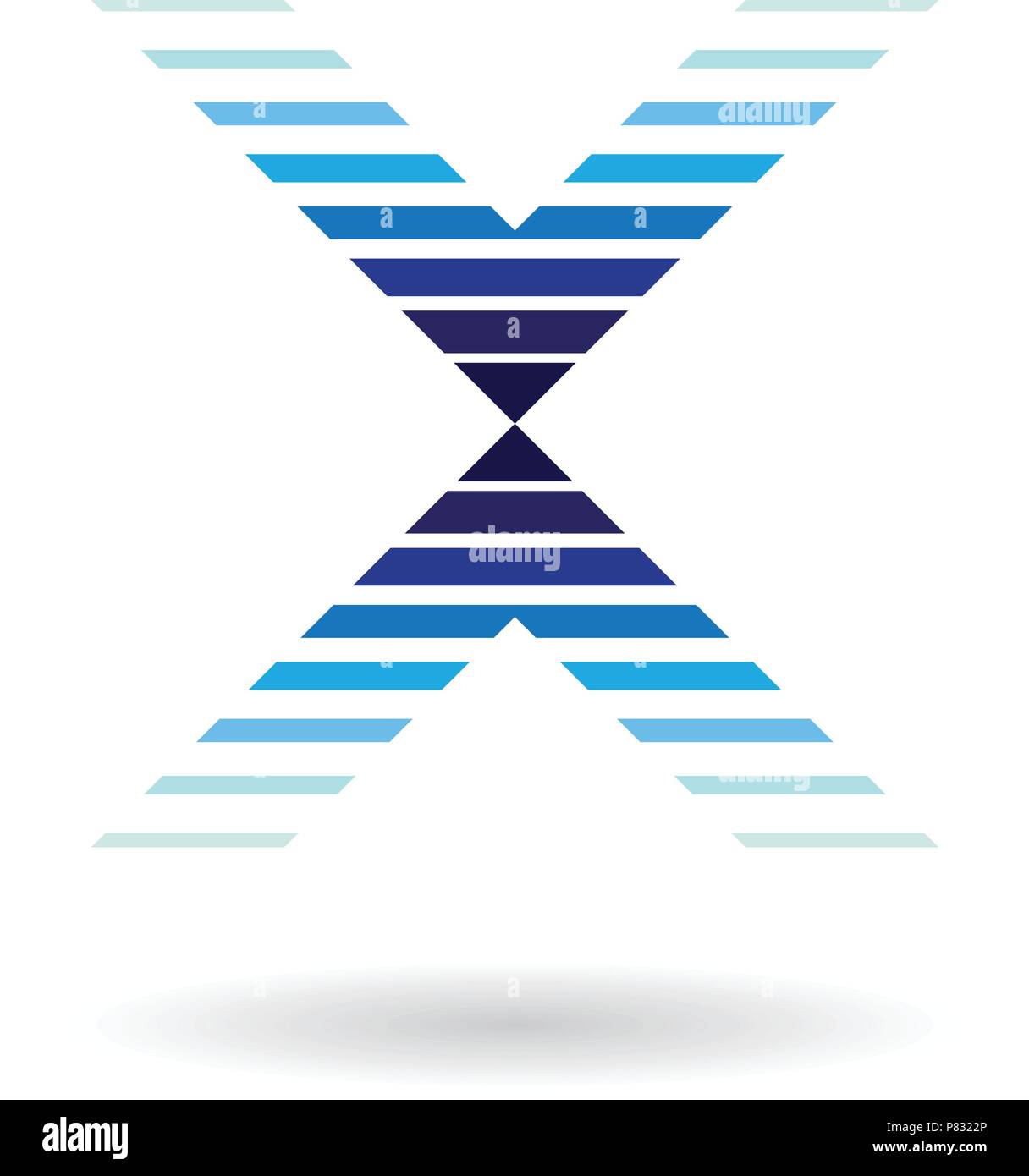 Vector Illustration of a Dark Blue Striped Icon for Letter X isolated ...