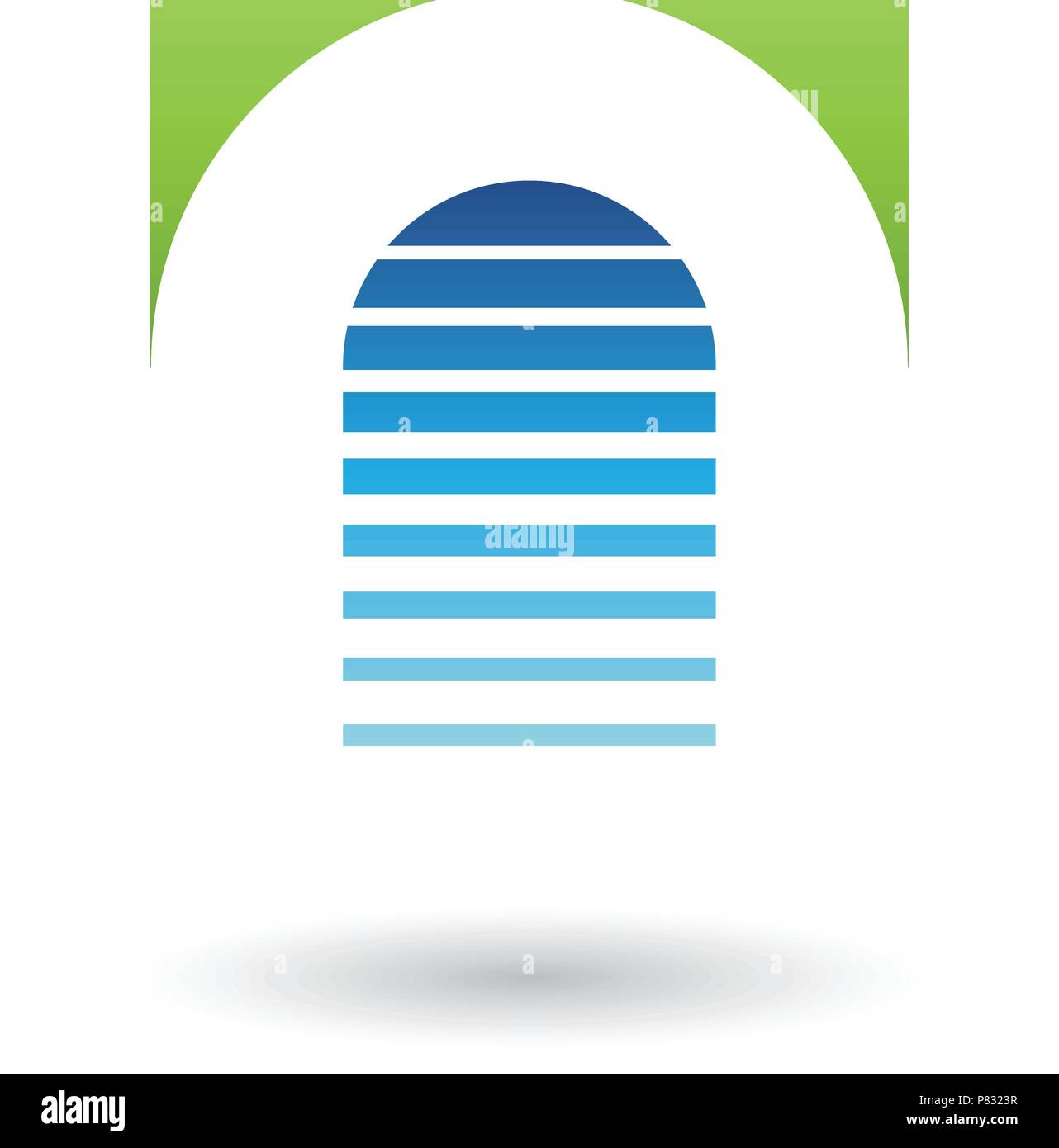 Vector Illustration of Green and Blue Reversed U Icon for Letter A ...