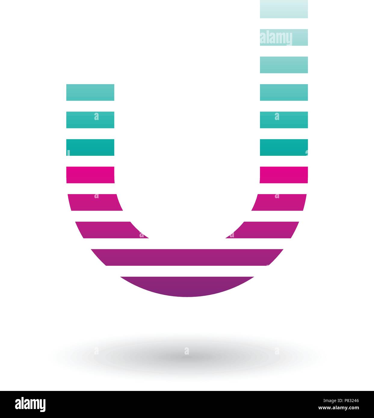 Vector Illustration of Green and Magenta Letter U Icon with Horizontal ...