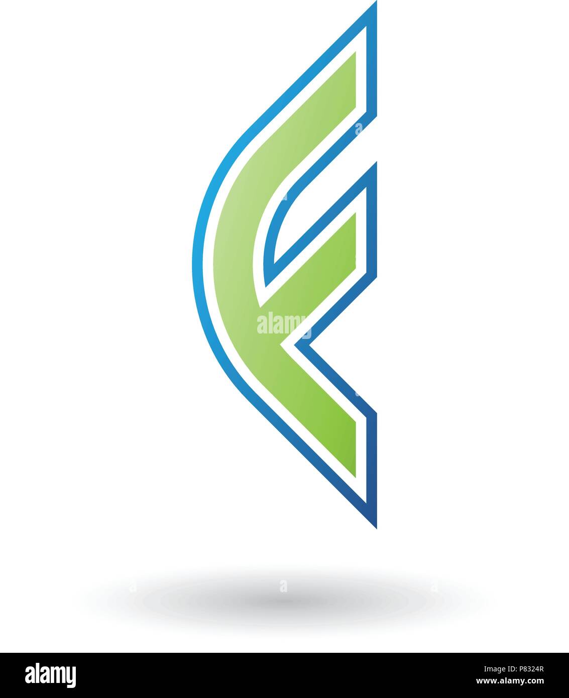 Vector Illustration of a Green Letter F Icon with Round Corners and ...