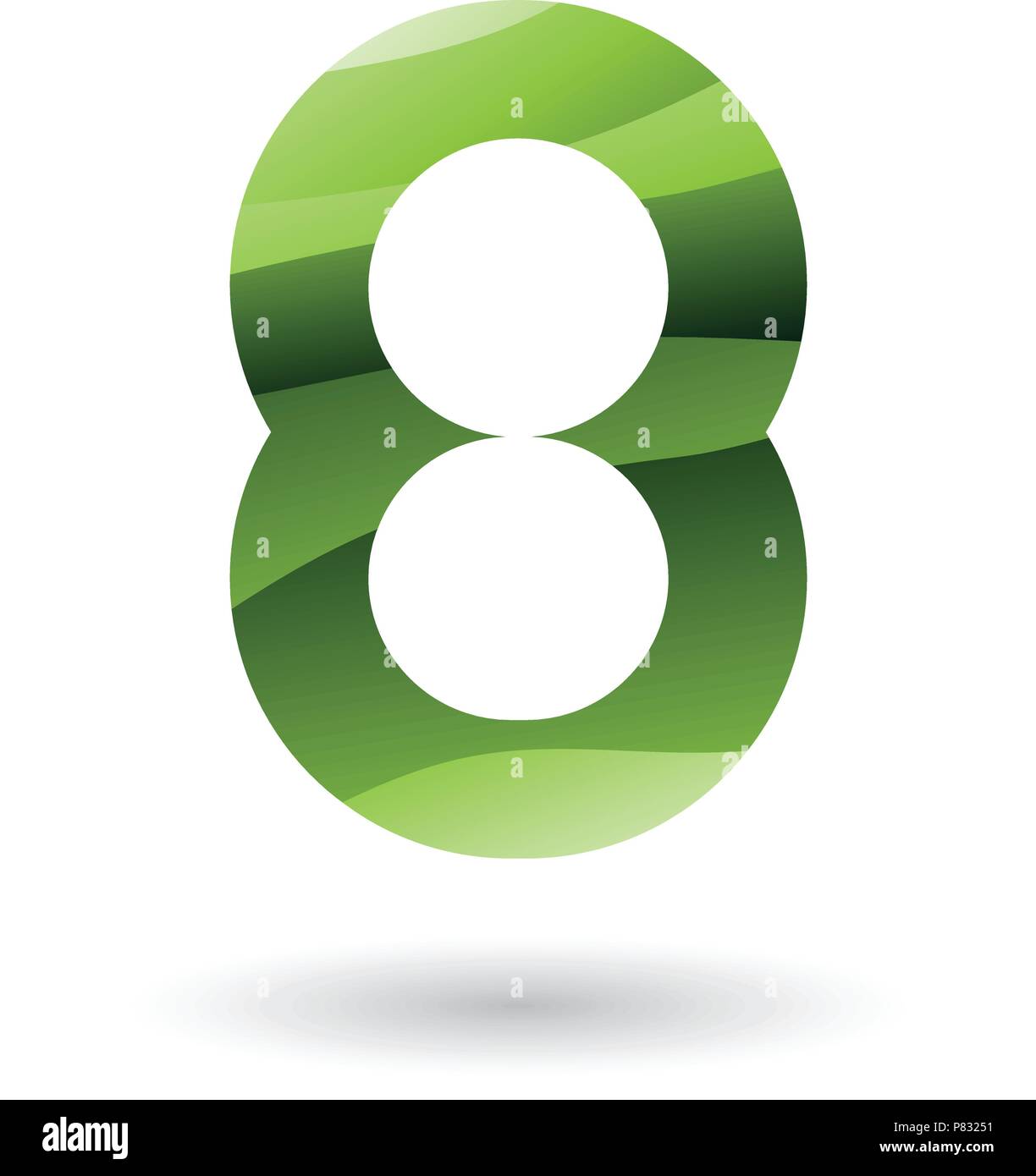Vector Illustration of a Green Round Icon for Number 8 isolated on a ...