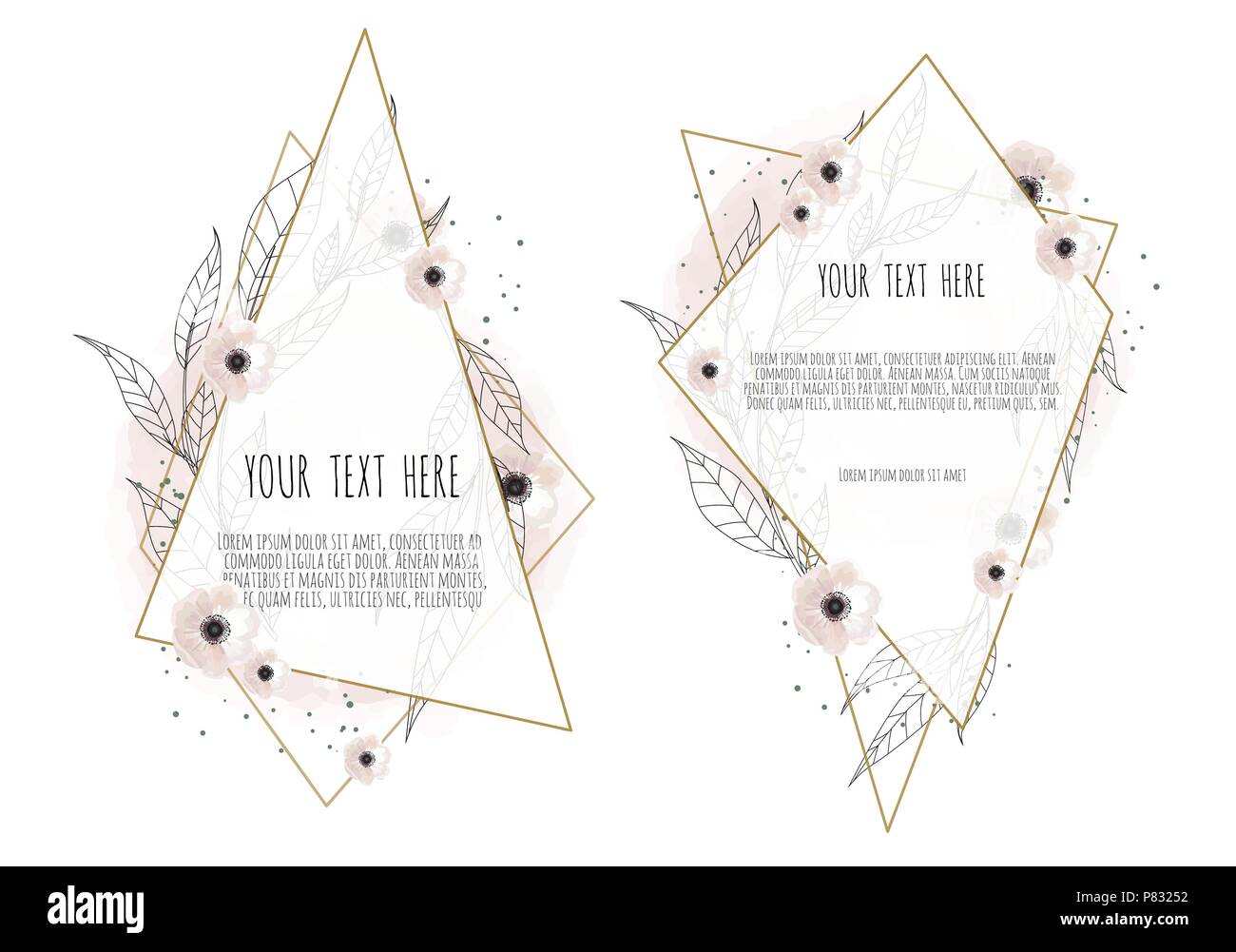 botanic banner with wild flowers, leaves. Spring ornament concept ...