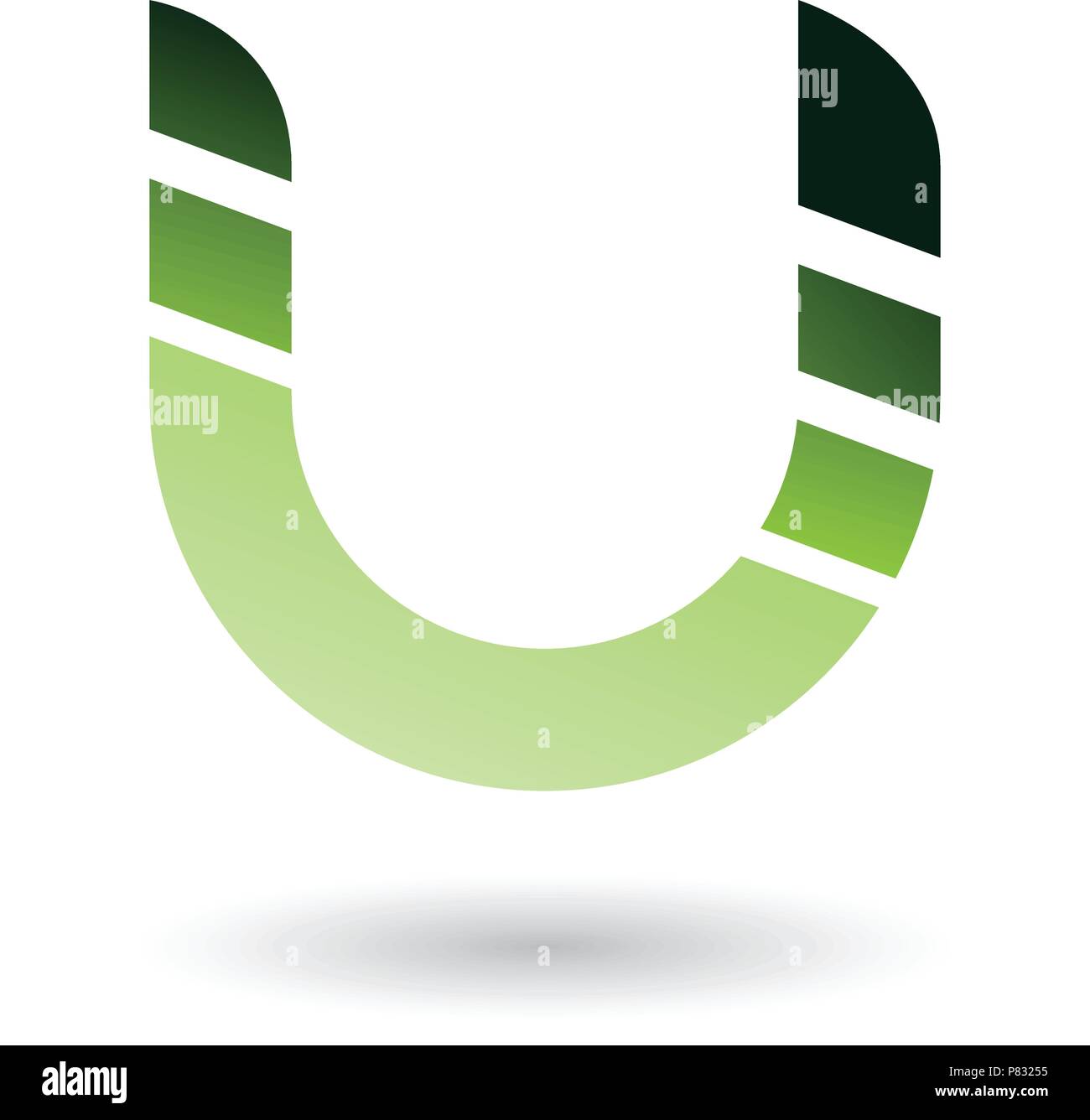 Vector Illustration of Green Striped Bold Icon for Letter U isolated on ...