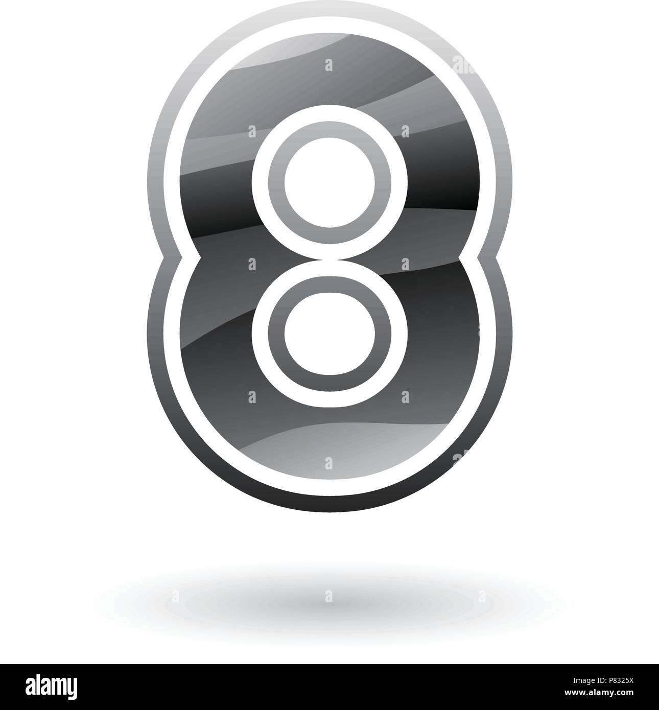 Vector Illustration of a Grey Round Icon for Number 8 isolated on a ...