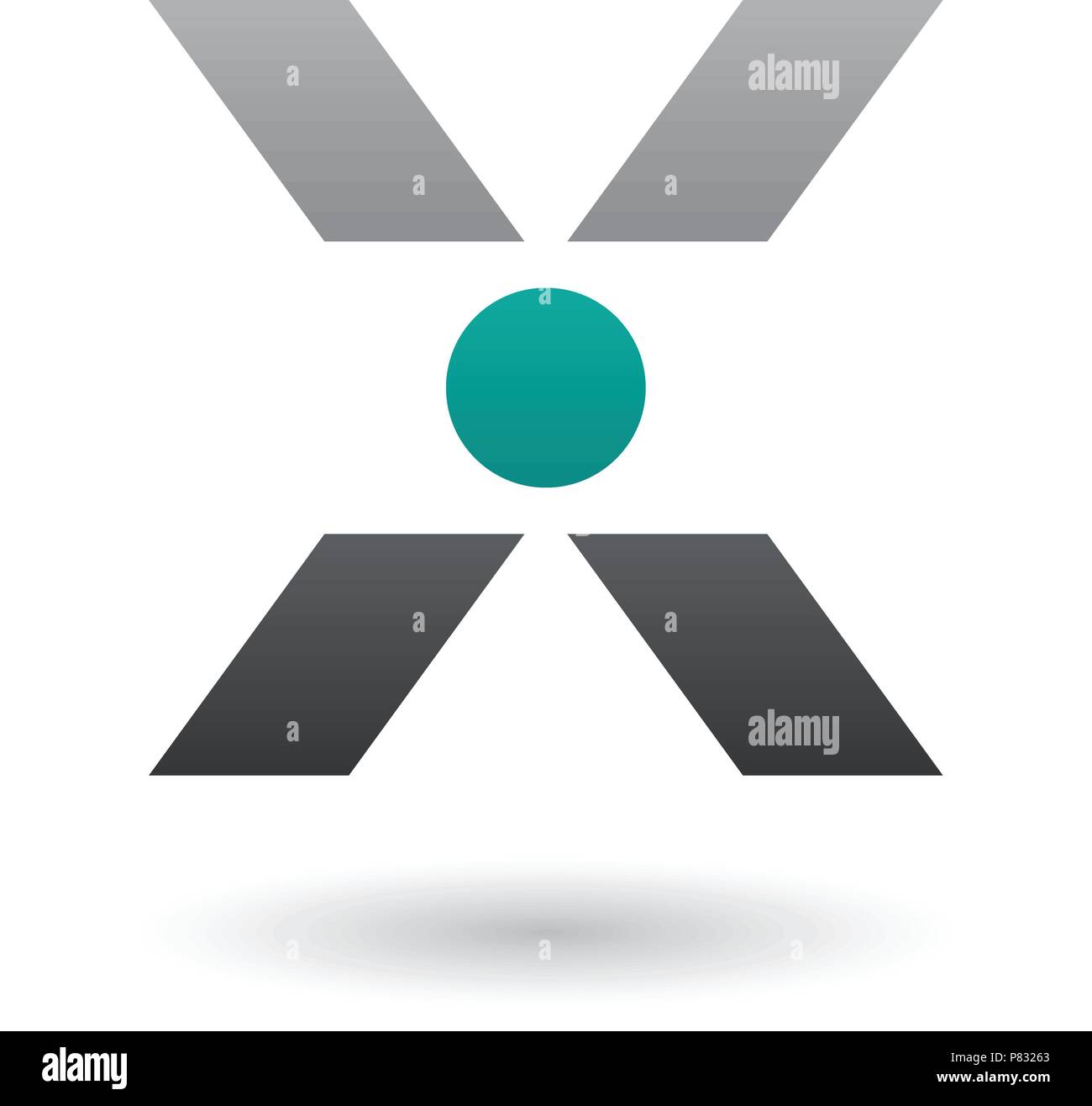 Vector Illustration of a Grey Icon of Letter X with a Circle isolated ...