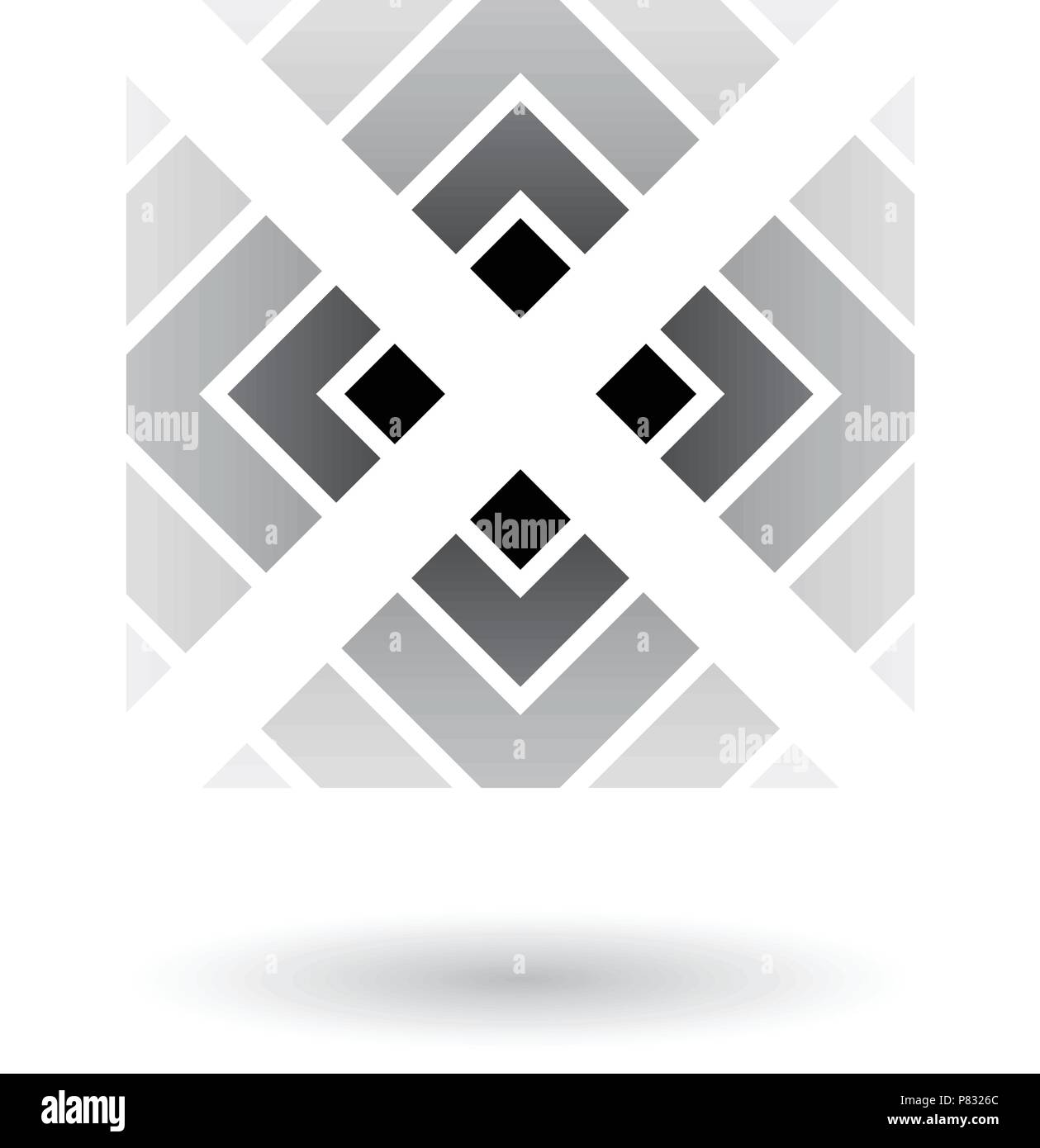 Vector Illustration of Grey Letter X Icon with Square and Triangles ...