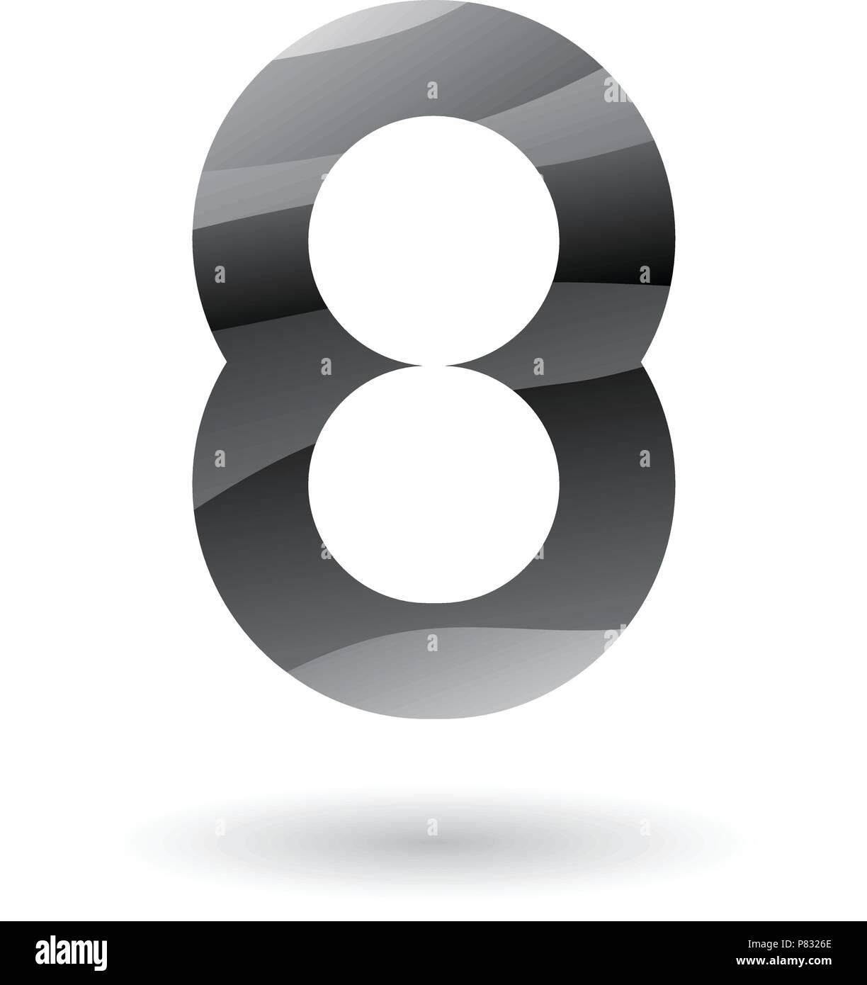 Vector Illustration of a Grey Round Icon for Number 8 isolated on a ...