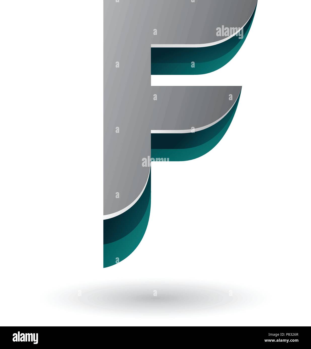 Vector Illustration of a Layered 3d Grey Icon for Letter F isolated on ...
