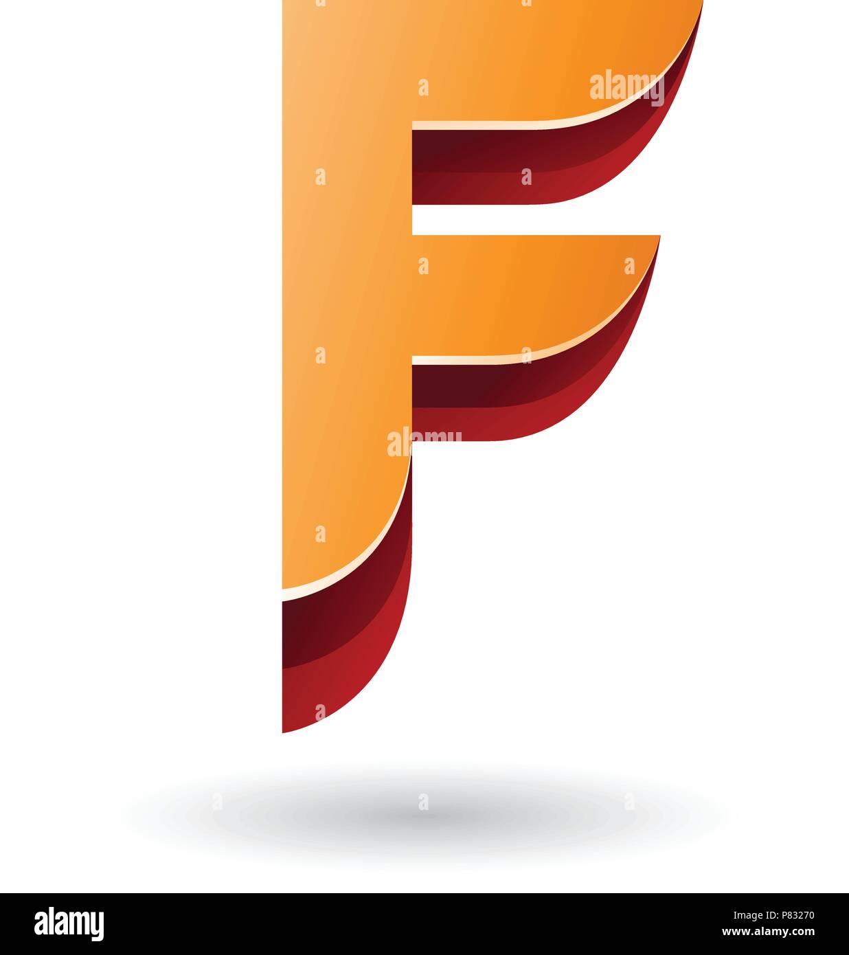 Vector Illustration of a Layered 3d Orange Icon for Letter F isolated ...