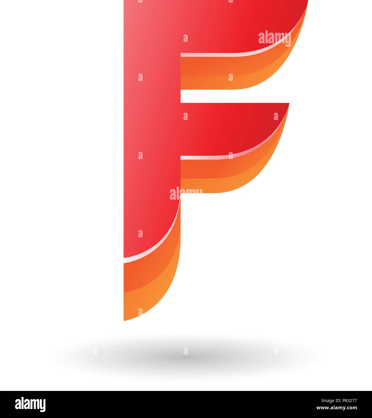 Vector Illustration of a Layered 3d Red Icon for Letter F isolated on a ...