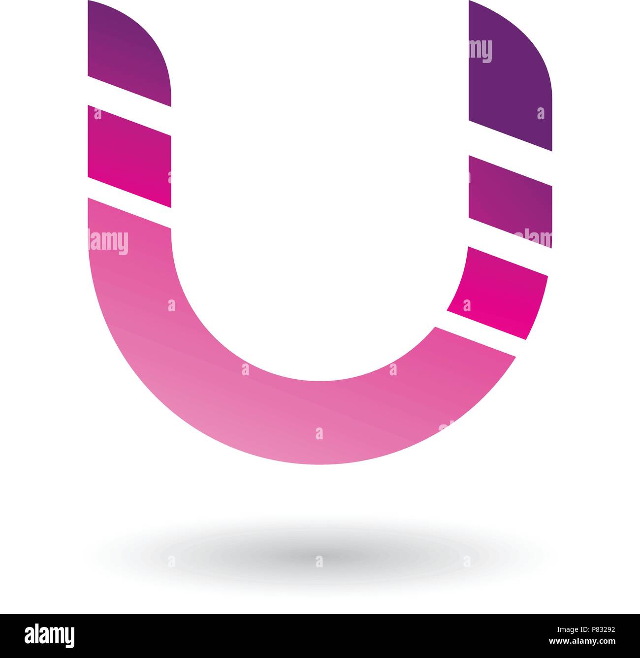 Vector Illustration of Magenta Striped Bold Icon for Letter U isolated ...