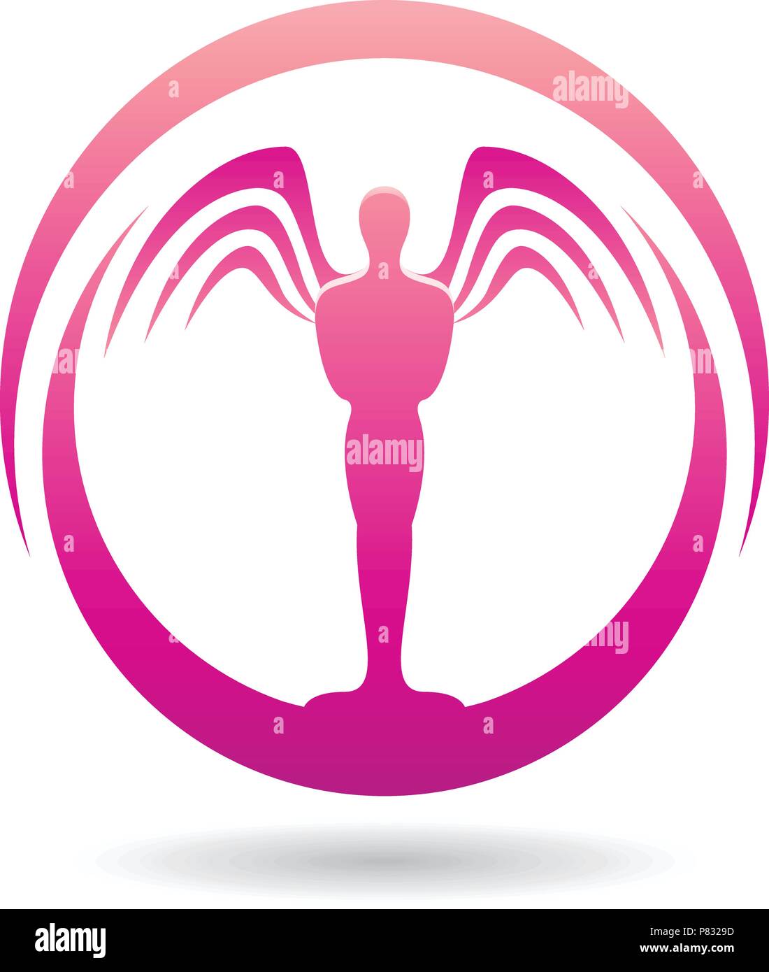 Vector Illustration of a Magenta Man with Wings Icon Stock Vector Image ...