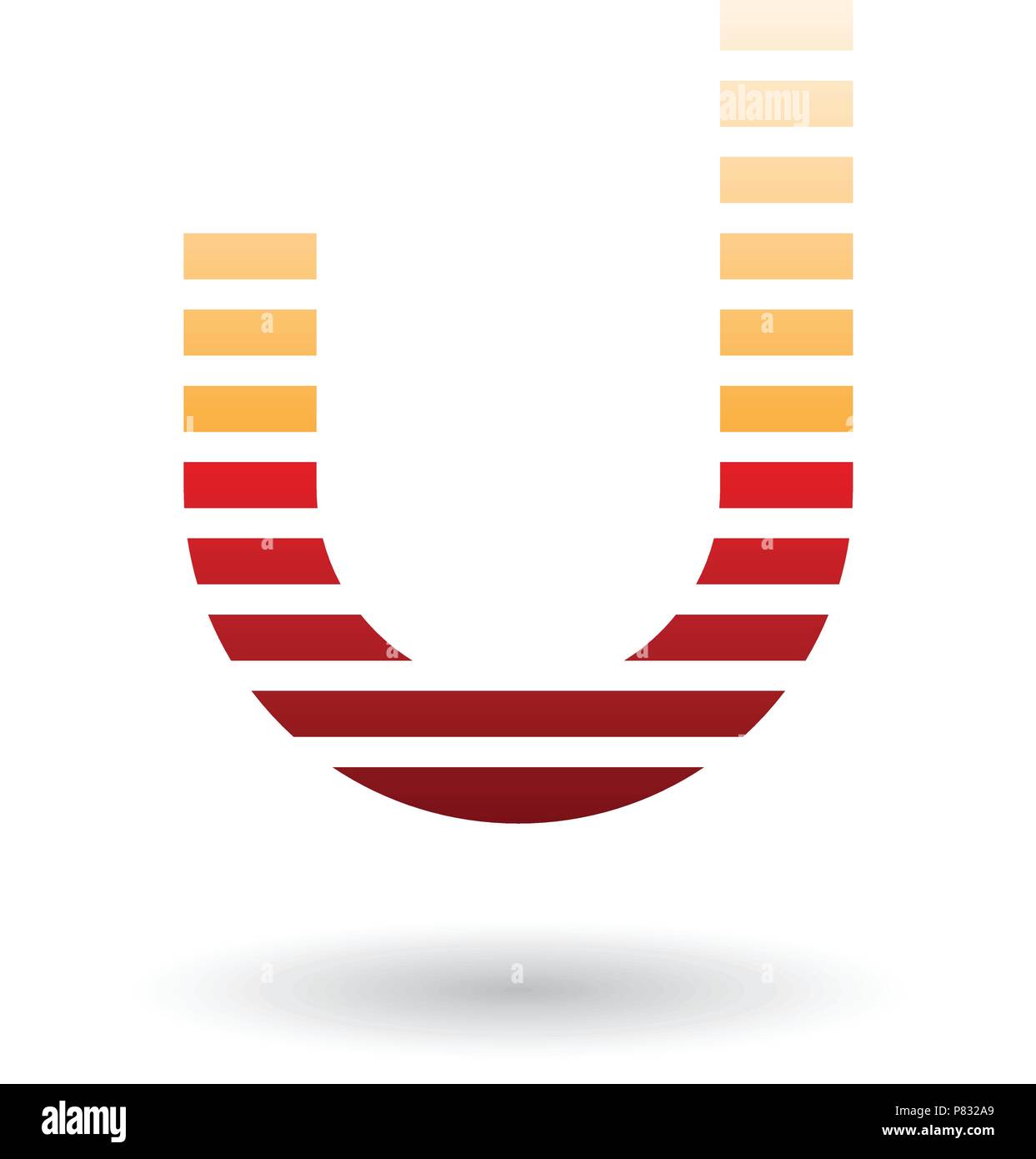 Vector Illustration of Orange and Red Letter U Icon with Horizontal ...