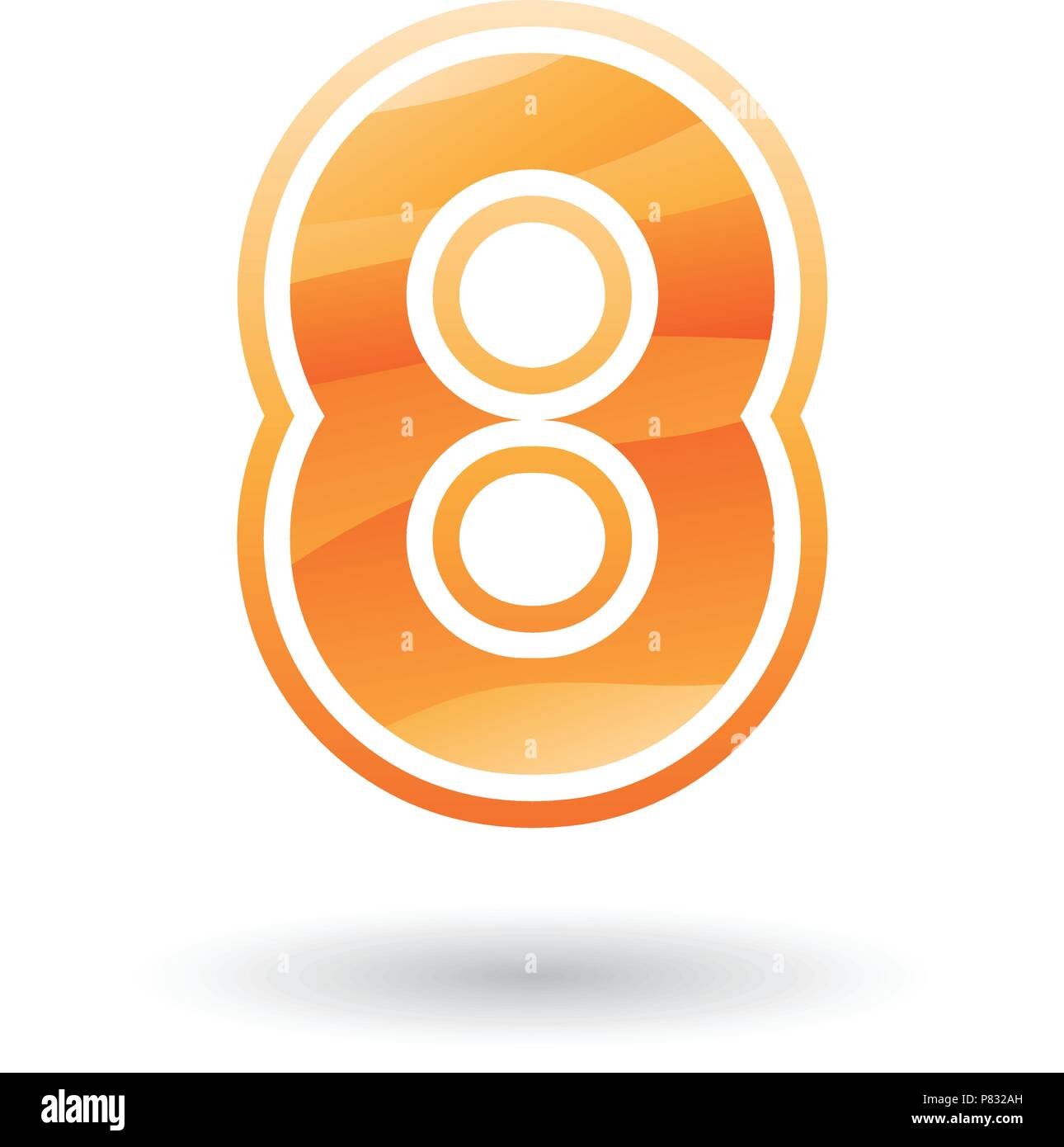 Vector Illustration of an Orange Round Icon for Number 8 isolated on a ...