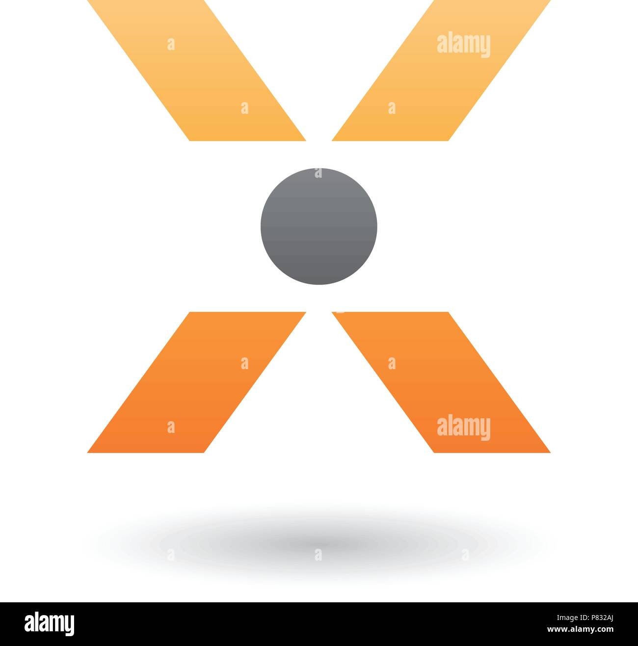 Vector Illustration of a Orange Icon of Letter X with a Circle isolated ...