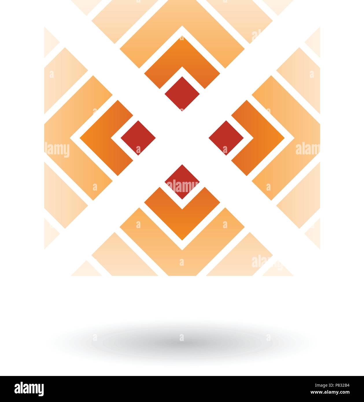 Vector Illustration of Orange Letter X Icon with Square and Triangles ...