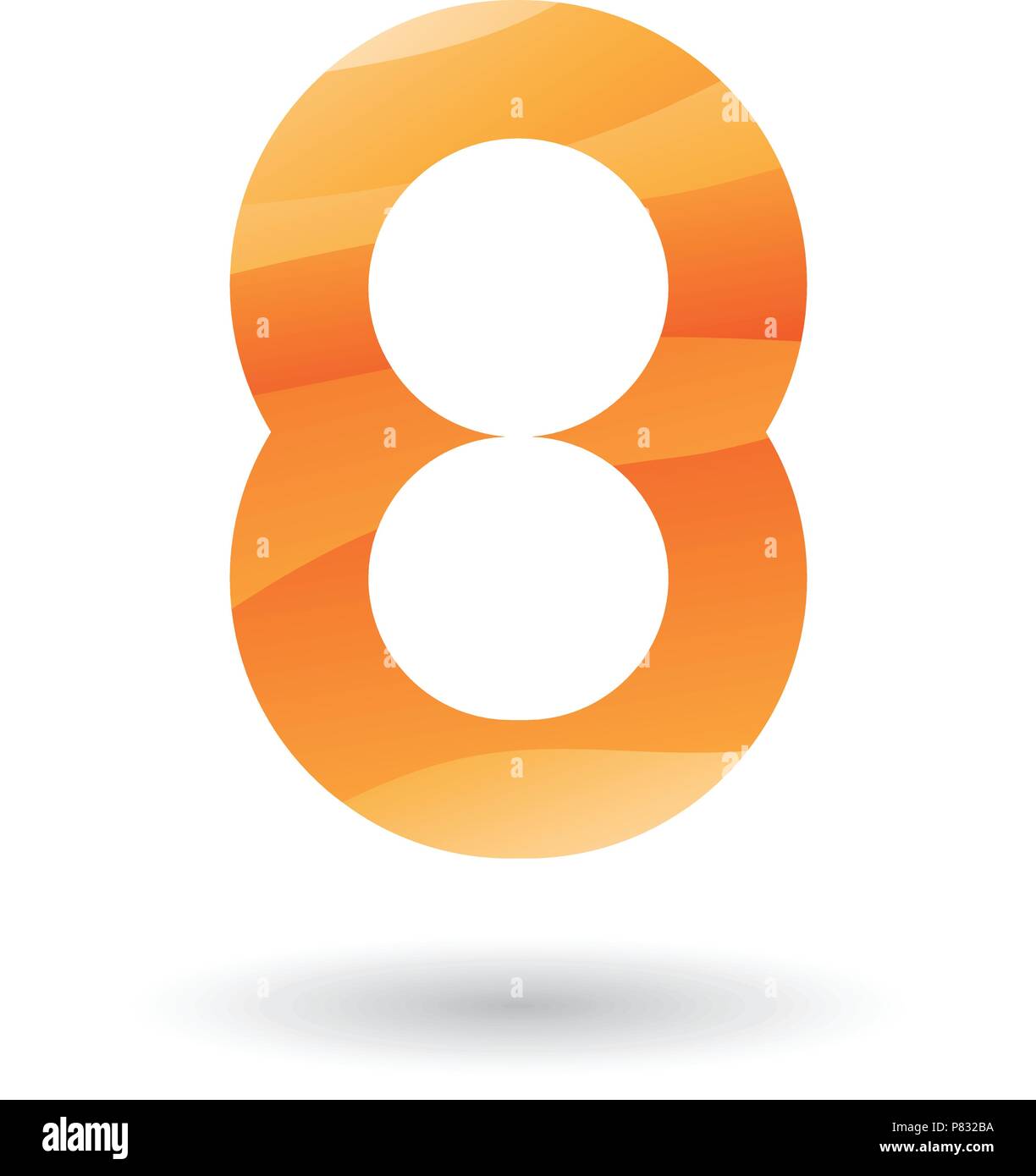 Vector Illustration of a Orange Round Icon for Number 8 isolated on a ...