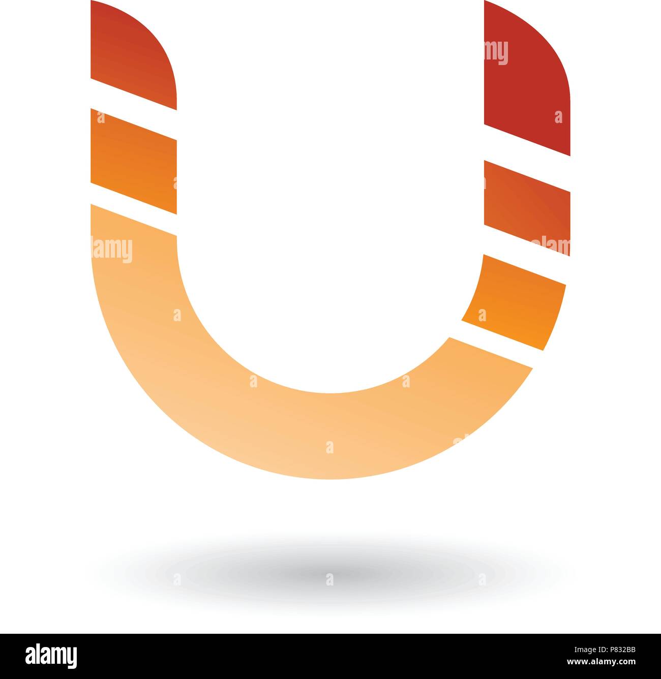 Vector Illustration of Orange Striped Bold Icon for Letter U isolated ...