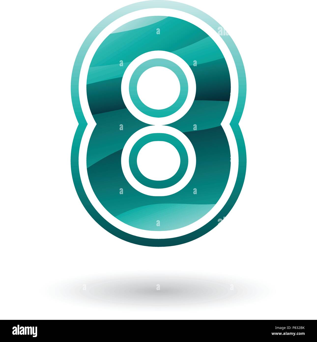 Vector Illustration of a Persian Green Round Icon for Number 8 isolated ...