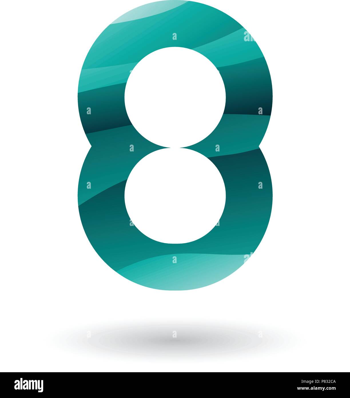 Vector Illustration of a Persian Green Round Icon for Number 8 isolated ...