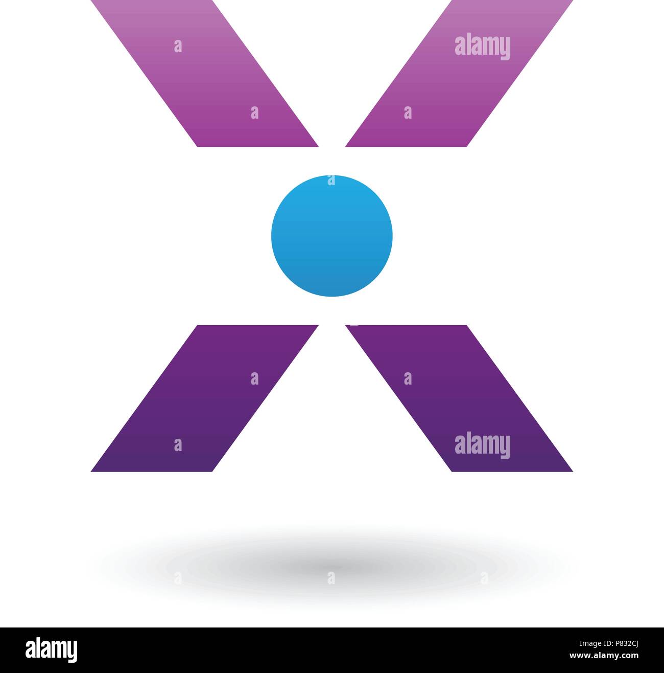 Vector Illustration of a Purple Icon of Letter X with a Circle isolated ...