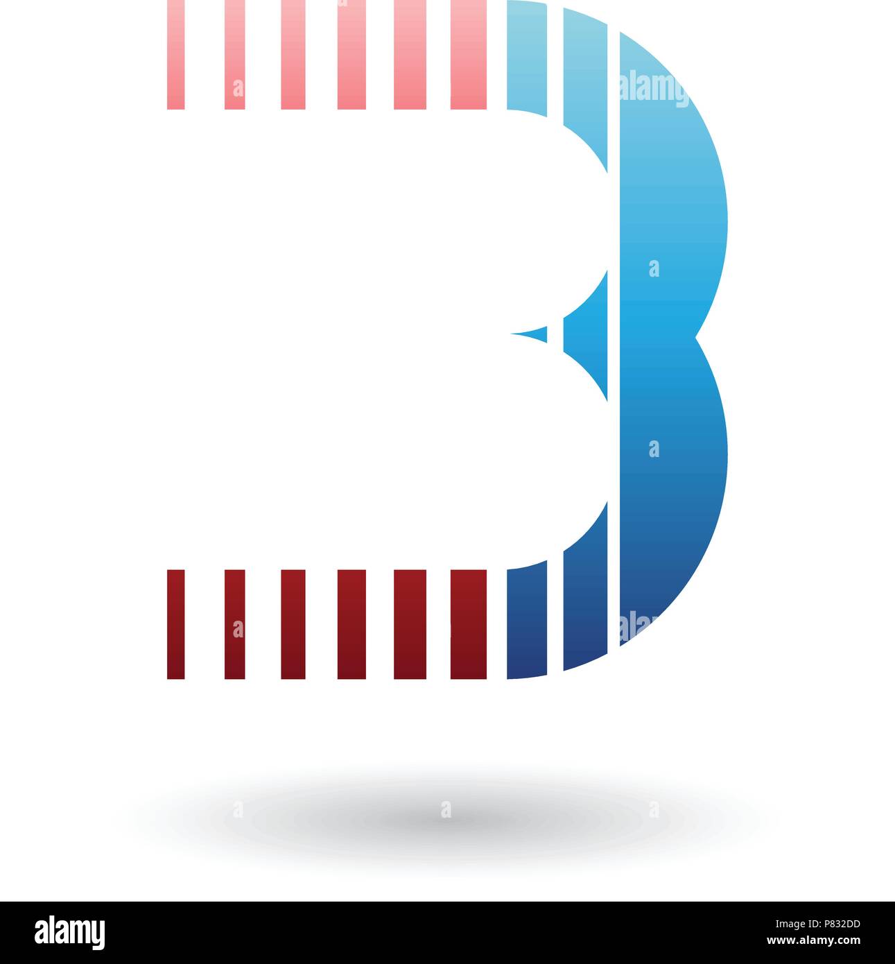 Vector Illustration of a Red and Blue Letter B Icon with Vertical ...