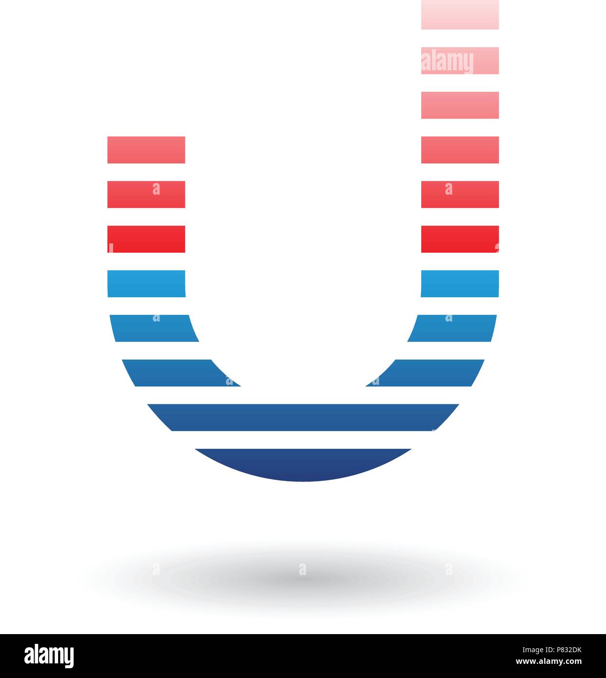 Vector Illustration of Red and Blue Letter U Icon with Horizontal Thin ...